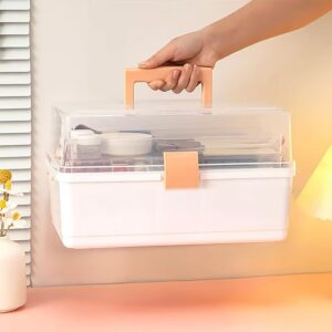 EZOWare 3 Tier Layer Storage Box with 6 Compartments, Lidded Plastic Multipurposes Organizer with Handle for Tools, Craft, Home, First Aids Kits, Building Blocks and more