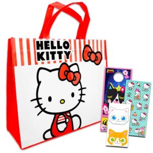 hello kitty tote bag for girls, women set - hello kitty accessories bundle with hello kitty reusable bags hello kitty grocery bags with stickers, more | hello kitty tote bag set