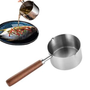 stainless steel sauce pan, mini milk warmer pot soup pan with wooden handle,hot oil small pot household 304 stainless steel oil splash pan,small saucepan for butter warmer heating milk cooking sauce