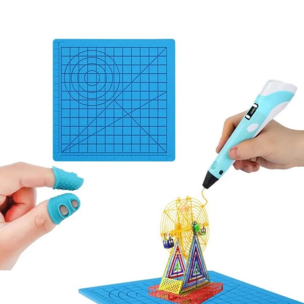 KTELI 3D Printing Pen Printing Pen Drawing Pad, Silicone Mat DIY Drawing Template Pad with Heat-Proof Finger Sleeve Art Tools B, 500706795A2