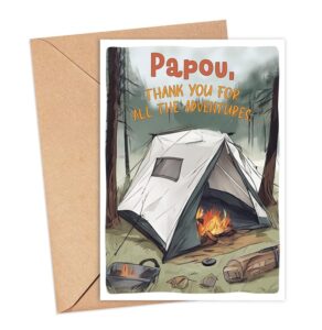 younggift papou, thank you for all the adventures, father's day gift card from son, papou birthday card, outdoorsy papou gift, mountain lover gift, card for papou, thank you card