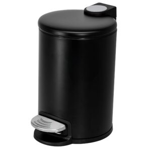 acento small round bathroom wastebin, 0.65 gallon/3 liter stainless steel trash can, garbage container with premium step pedal and soft close lid