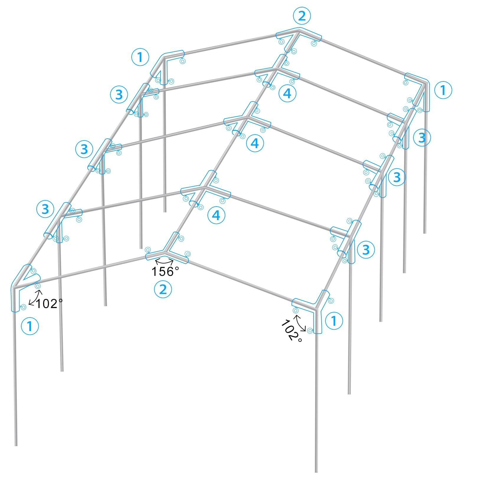 Aoneky 1 3/8'' Corner Canopy Fitting Couplers Kit - Frame Carport Connectors for 4 6 8 10 Leg (10 Leg)