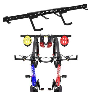 adamoss bike rack garage wall mount,bike hangers for garage organization,vertical bicycles hanger hooks for indoor space saving,2 bicycles and 2 helmets