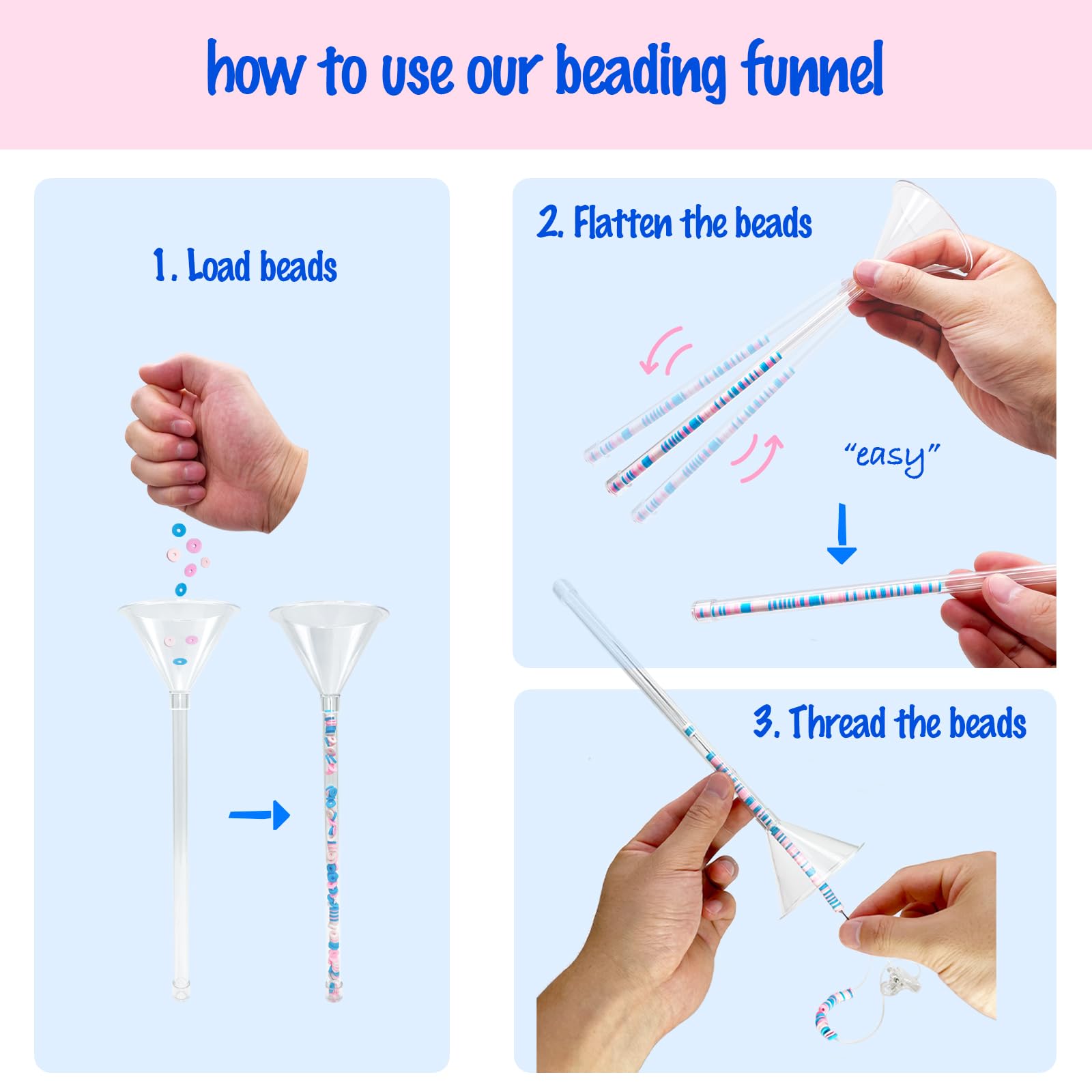 Xmada Beading Funnel - Beading Tools Kit for Clay Bead, 2 PCS Beading Tools for Jewelry Making with Beading Needles, Bracelets, Necklaces Making (2)