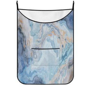 hanging laundry bag blue marble with over door hooks durable space saving laundry bag wide open top