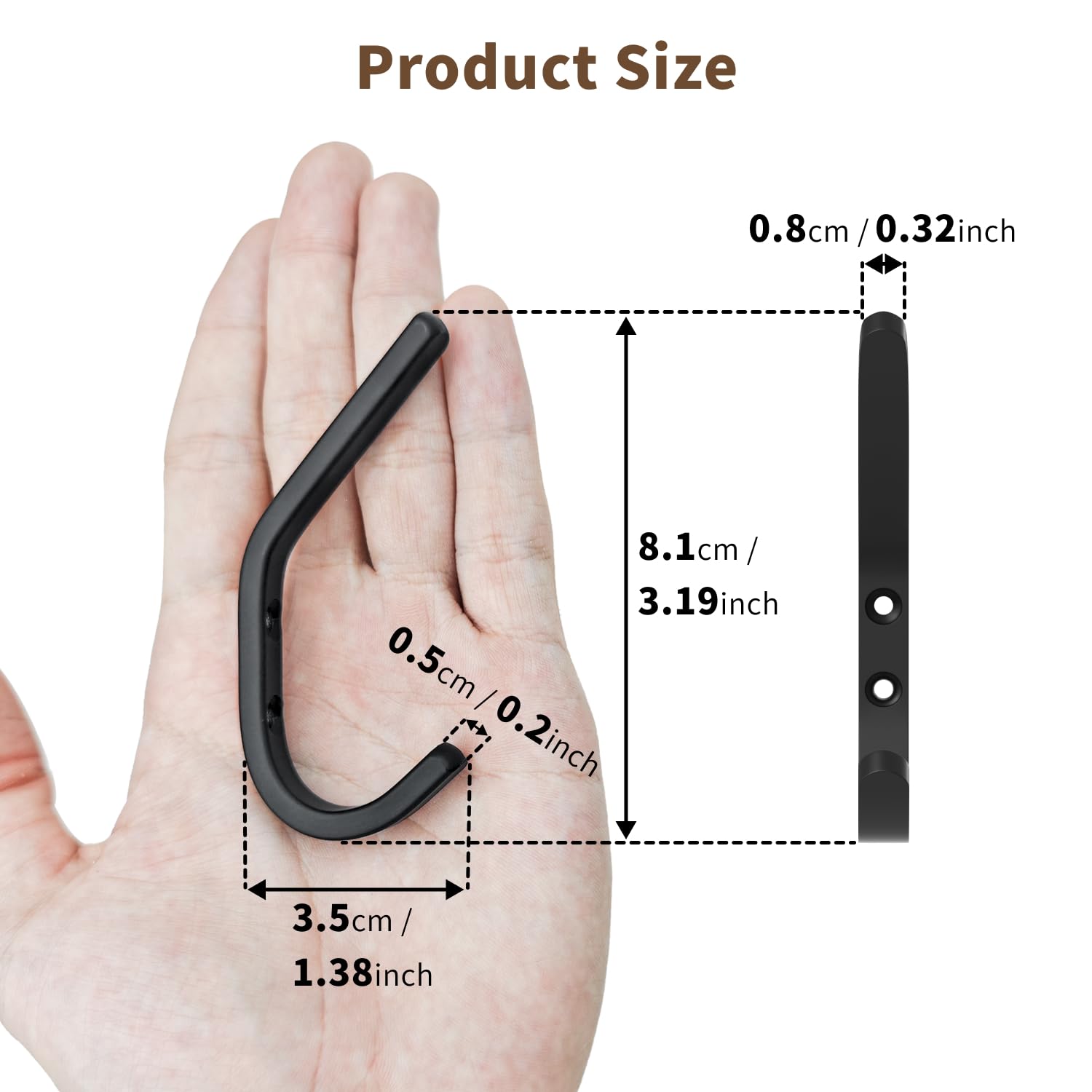 GWAAZXGZ Wall Hooks for Hanging Coat - Black Hat Hooks for Hanging Towel and Robe, Coat Hooks for Wall, Suitable for Bathroom, Entryway and Closet, 10 Pack