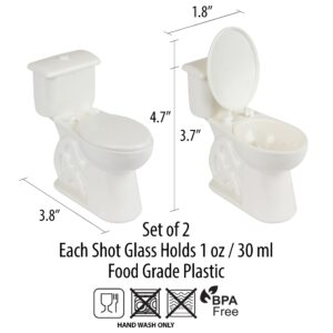 Throne Shots: Hilarious Toilet-Shaped Shot Glasses with Flip Lid for Custom Photo Gags, Ideal White Elephant Gift for Shot Fun, Parties, Funny Gifts for Adults, 1 oz, Set of 2