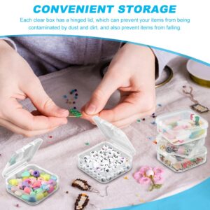 30 Grids Bead Organizer Box Bead Storage Clear Plastic Organizer Box with 1 Sheet Label Containers Storage Organizer for Beading Jewelry Making Diamond Arts Screws (White)