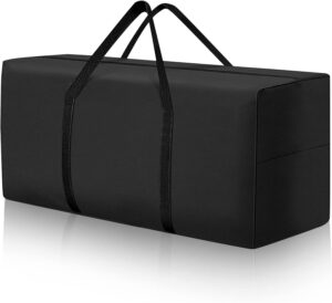 177 gallon outdoor cushion storage bag 68 inch extra large patio furniture cushion storage bag waterproof garden cushion storage covers with zipper and handles black (1 pack, 68"l x 30"w x 20"h)