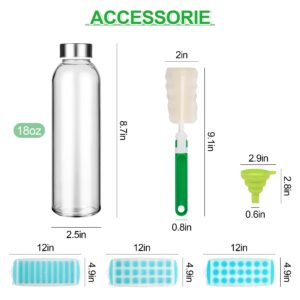 Generic 6 Pack Glass Juice Bottles, 18 oz Clear Glass Bottles with Caps, BPA Free & Eco-Friendly Reusable Refillable Bottles for Juicing,Stainless Steel Lid,Leak-Proof, transparent