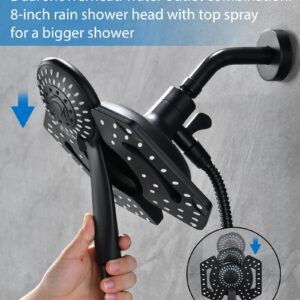 Black Shower Head with Handheld: 2-in-1 Shower Head High Pressure with Rainfall Shower Head Handheld Shower head Detachable Shower Head with Hose, 2.5GPM Double Shower Head Dual Shower Head Cambo