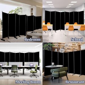 Room Divider Folding Privacy Screens with Lockable Wheels, 176'' Fabric Partition Room Dividers Freestanding Room Divider Panel for Room Separation, Wall Divider for Home Office Bedroom Studio Decor