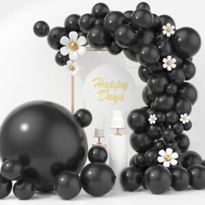 wxcsxinu 125pcs black balloons arch kit with 5 sizes 36" 18" 12" 10" 5", including giant balloon, arch kit, ribbon - perfect for birthday party, wedding, baby shower & event decorations