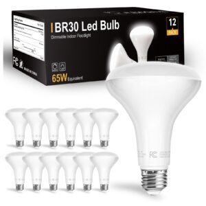 dalattin 12 pack br30 led bulbs 65w equivalent, dimmable indoor flood lights 5000k daylight white, 9w, 800 lumens, e26 base, led recessed light bulb for living room, bedroom, bathroom, kitchen