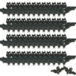 generic 80 pcs halloween candy decoration cards bat-shaped candy cards holder for kids halloween sugar decorative paper card for school classroom exchange treat halloween party supplies, black