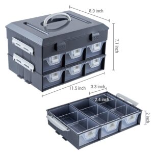 MyGift 11 Inch Classic Gray Tools Hardware and Screw Parts Storage Organizer Case with White Accents, 24 Customizable Compartments, 6 Drawers Removable Dividers