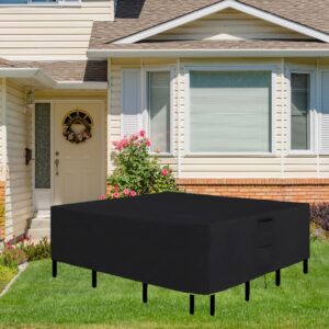 Furniture Covers Outdoor Table Furniture Cover Waterproof Rectangle Patio Sectional Couch Set Cover 600D for Lawn and Backyard, Outdoor Sectional Sofa Covers (126"L×63"W×28"H)