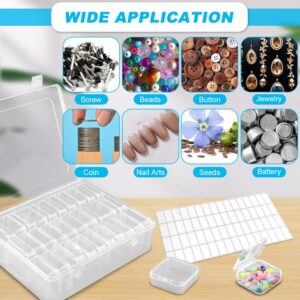 30 Grids Bead Organizer Box Bead Storage Clear Plastic Organizer Box with 1 Sheet Label Containers Storage Organizer for Beading Jewelry Making Diamond Arts Screws (White)