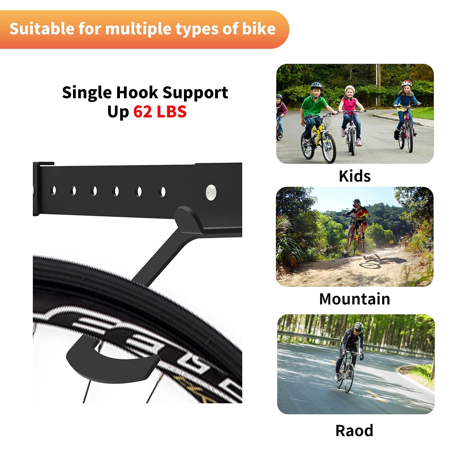 Adamoss Bike Rack Garage Wall Mount,Bike Hangers for Garage Organization,Vertical Bicycles Hanger Hooks for Indoor Space Saving,2 Bicycles and 2 Helmets