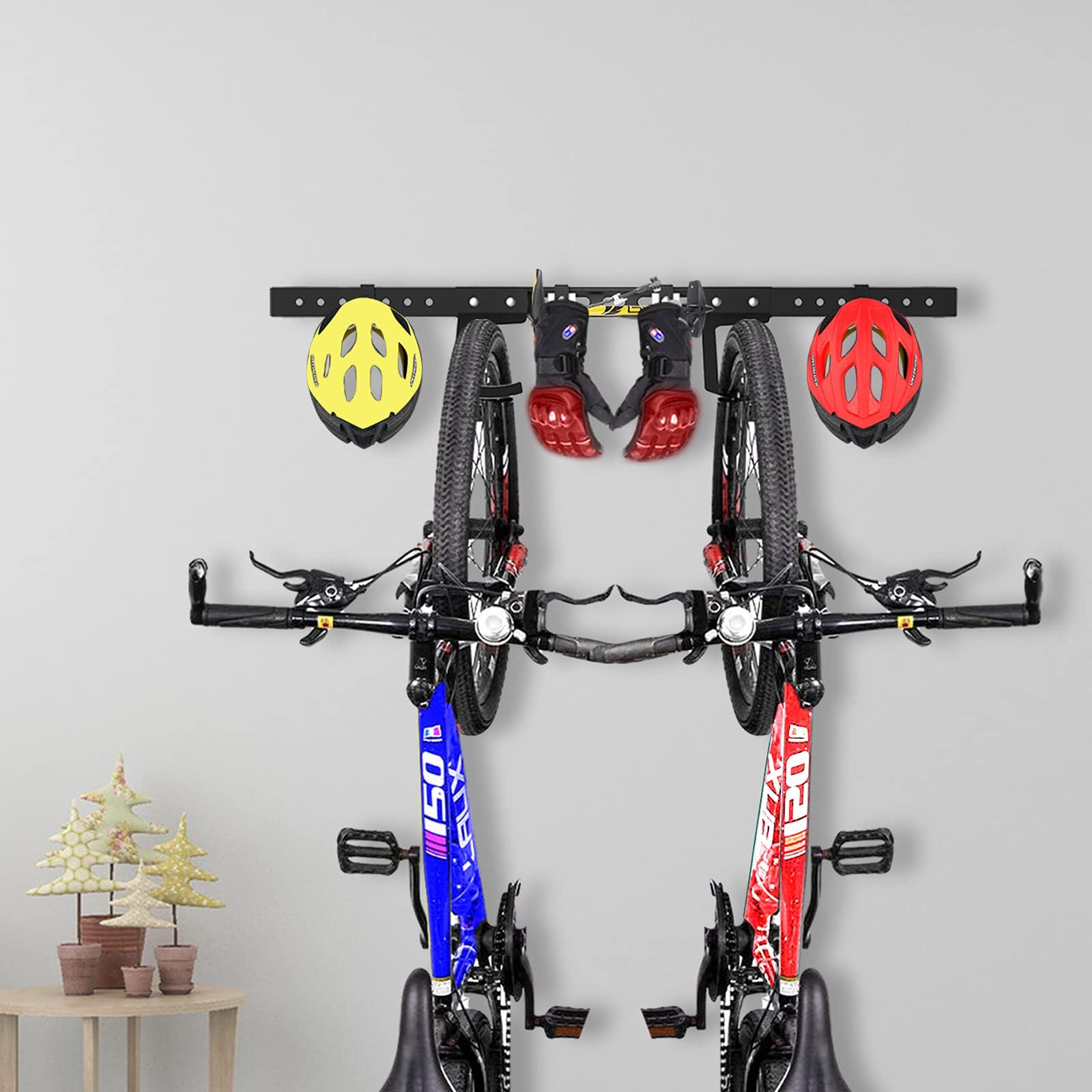 Adamoss Bike Rack Garage Wall Mount,Bike Hangers for Garage Organization,Vertical Bicycles Hanger Hooks for Indoor Space Saving,2 Bicycles and 2 Helmets