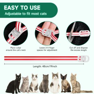 Woyamay 4 Pack Flea Collar for Cats, 32 Months Flea and Tick Prevention for Cats Collar, Flea and Tick Collars for Cats, Waterproof Cat Flea Collar, Adjustable Cat Flea and Tick Collar, Red & White