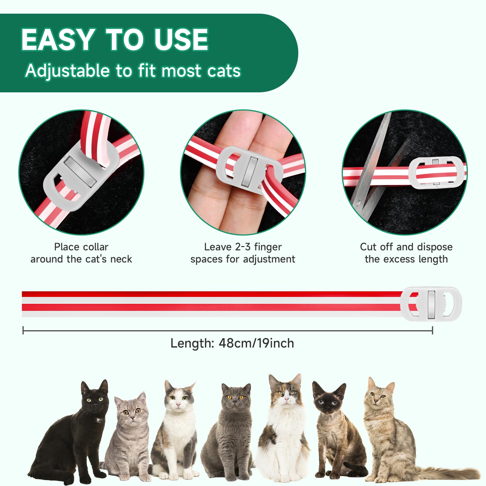 Woyamay 4 Pack Flea Collar for Cats, 32 Months Flea and Tick Prevention for Cats Collar, Flea and Tick Collars for Cats, Waterproof Cat Flea Collar, Adjustable Cat Flea and Tick Collar, Red & White