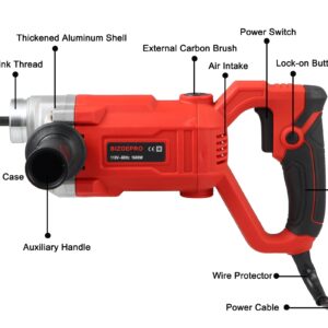 Bizoepro HandHeld Concrete Vibrating Tool, 1600W Electric Concrete Vibrator 6.6ft Shaft Rod 2HP Portable Pencil Cement Remove Air Bubble and Mix Concrete