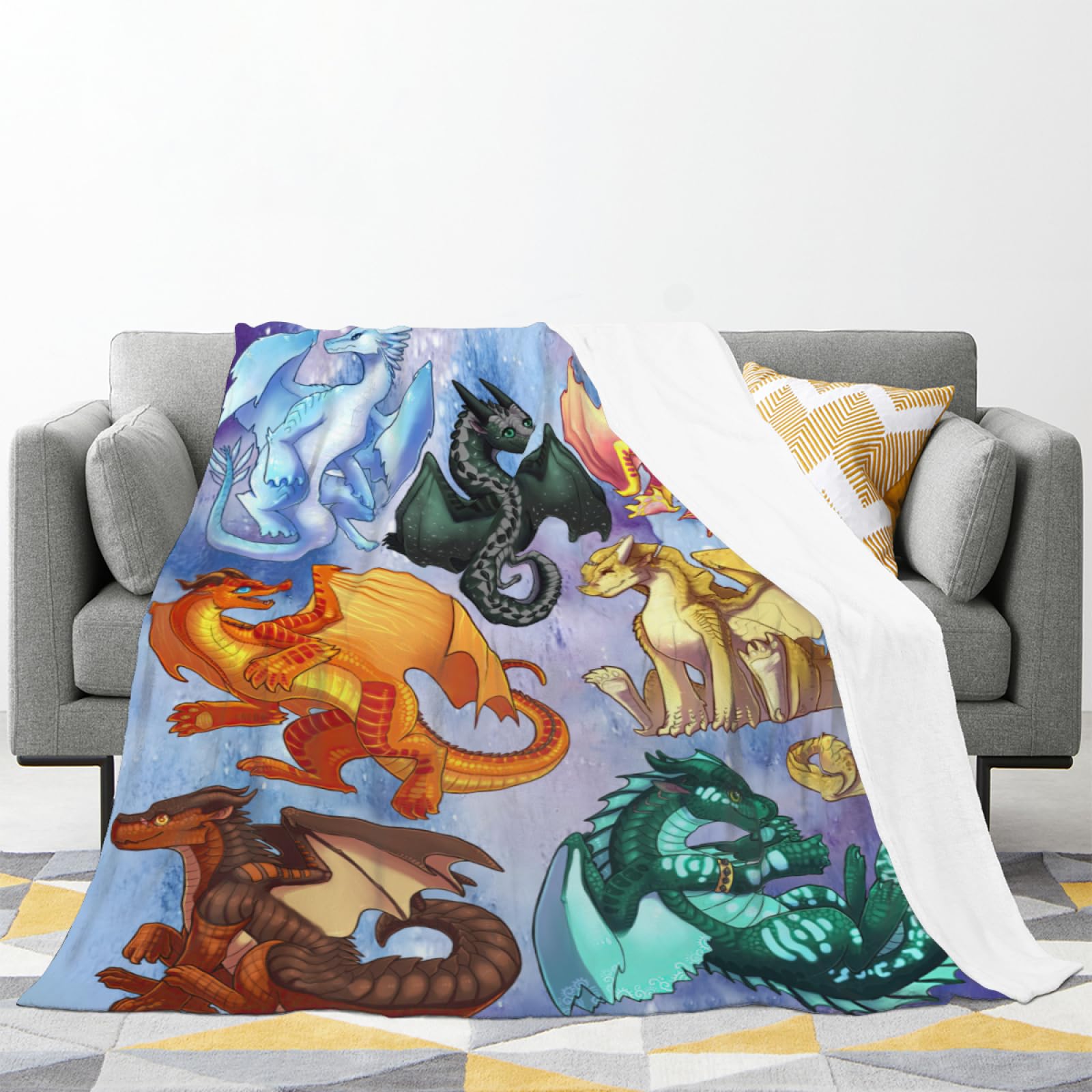 OLMSOL Wings of Fires Blanket Ultra Soft Cozy Merchandise for Art Poster Design Throw Blanket for Any Dragons Fans 40"x50"