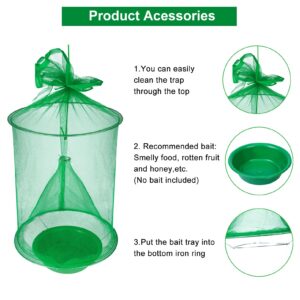 Dwcom 8 Packs Fly Traps Outdoor Hanging, Stable Fly Trap with Fly Bait, Reusable Fly Killer, Ranch Fly Trap, Fly Control Fly Hunter for Family Farm Park Orchard Garden