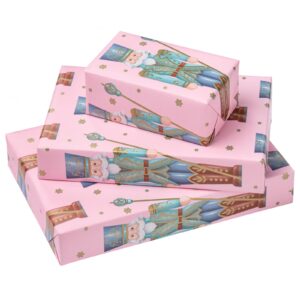 ruspepa christmas wrapping paper roll - mini roll - pink nutcracker soldier design great for christmas, holiday and party - 17.5 inches x 32.8 feet