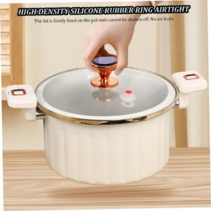 Enamel Pot 5L Non-stick Micro Pressure Cooker with Secure Lock Spill-proof Enamel Stock Pot with Lid Silicone Valve Pressure Pot for Cooking White