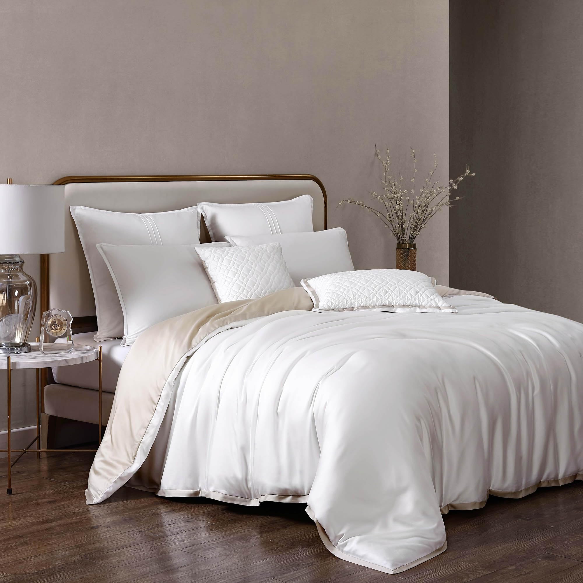 Riverbrook Home Noble Tencel Comforter Cover Set, King, White, 9 Piece Set