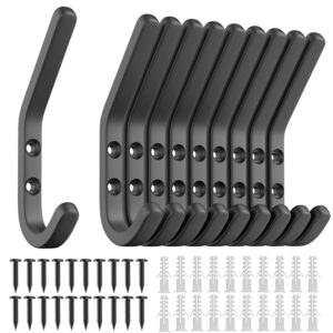 gwaazxgz wall hooks for hanging coat - black hat hooks for hanging towel and robe, coat hooks for wall, suitable for bathroom, entryway and closet, 10 pack