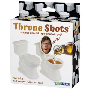 Throne Shots: Hilarious Toilet-Shaped Shot Glasses with Flip Lid for Custom Photo Gags, Ideal White Elephant Gift for Shot Fun, Parties, Funny Gifts for Adults, 1 oz, Set of 2