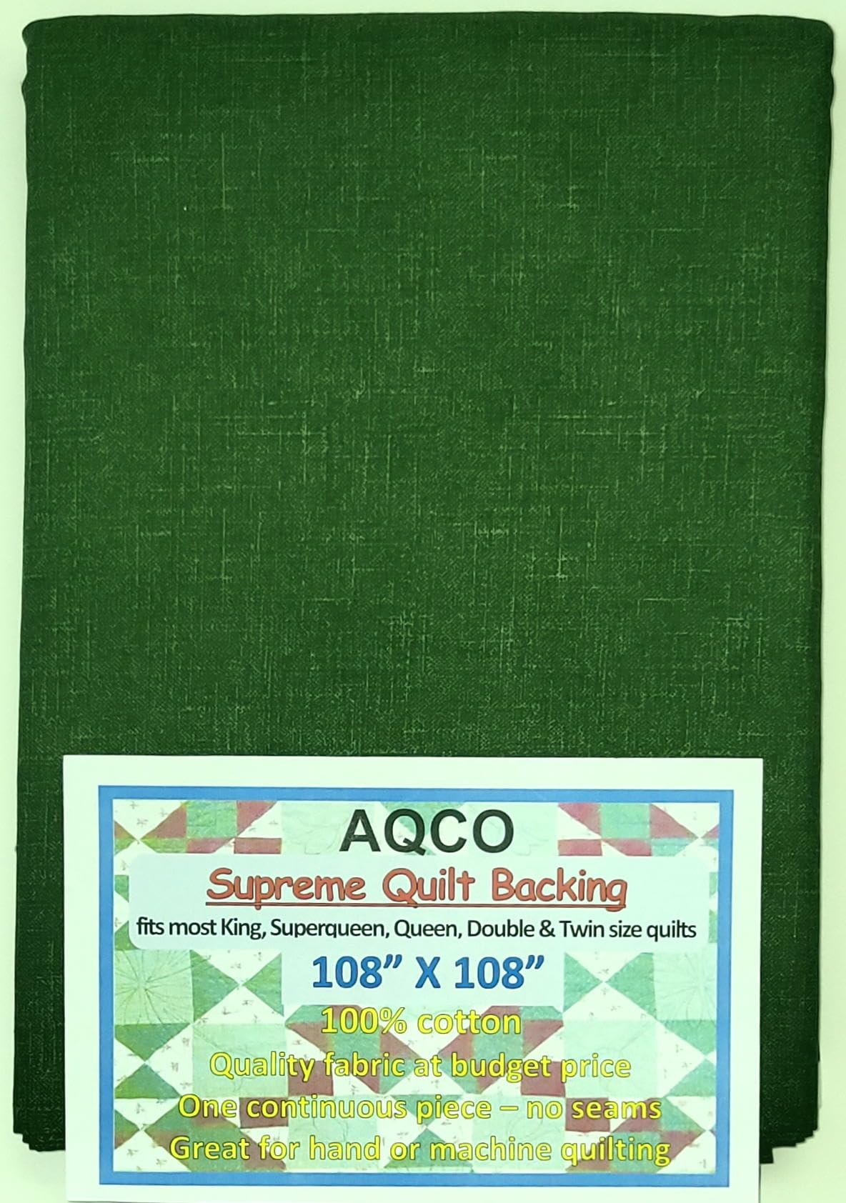 Generic Quilt Backing, King, Seamless, from AQCO, Blender Green, 108""x108""