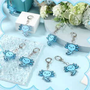 Ferreve 24 Pcs Axolotl Keychains Bulk Axolotl Party Favors Axolotl Charms Pendant Accessories Baby Shower Guest Favors for Birthday Classroom Reward Prizes(Blue)