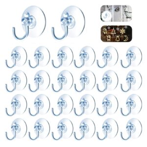 42 pcs windows suction cup hooks - 1.5 inch clear plastic sucker hooks for glass window wall, utility hooks hangers for christmas festivals parties carnival decoration door bathroom kitchen (42)