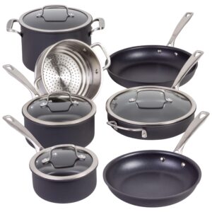 cuisinart 11-piece hard anodized nonstick induction and dishwasher safe cookware set (68i-11)