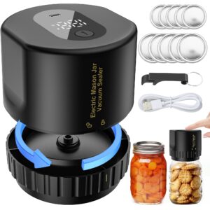 m13 auto electric mason jar vacuum sealer - 2024 upgrade smart jar vacuum sealer for mason jars with wide and regular mouth canning jar lids portable - easy to use - mason genie vacuum sealer kit