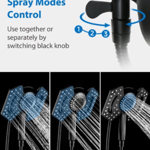 Black Shower Head with Handheld: 2-in-1 Shower Head High Pressure with Rainfall Shower Head Handheld Shower head Detachable Shower Head with Hose, 2.5GPM Double Shower Head Dual Shower Head Cambo