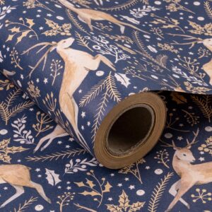 ruspepa christmas wrapping paper, jumbo roll kraft paper - light blue reindeer design for holiday gift wrap - 24 inches x 100 feet