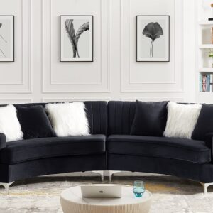 Eafurn 6 Seaters Oversized Symmetrical Curved Modular Sectional Sofa,140.94" Velvet Semi Circular Couch with Metal Legs and Pillows, Deep Seat Tufted Corner Sofa&Couch Living Room Furniture Set