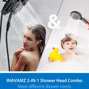 Black Shower Head with Handheld: 2-in-1 Shower Head High Pressure with Rainfall Shower Head Handheld Shower head Detachable Shower Head with Hose, 2.5GPM Double Shower Head Dual Shower Head Cambo