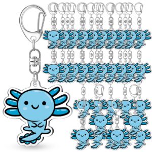 ferreve 24 pcs axolotl keychains bulk axolotl party favors axolotl charms pendant accessories baby shower guest favors for birthday classroom reward prizes(blue)