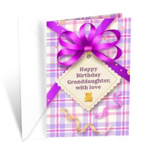 prime greetings happy birthday card for granddaughter, made in america, eco-friendly, thick card stock with premium envelope 5in x 7.75in, packaged in protective mailer