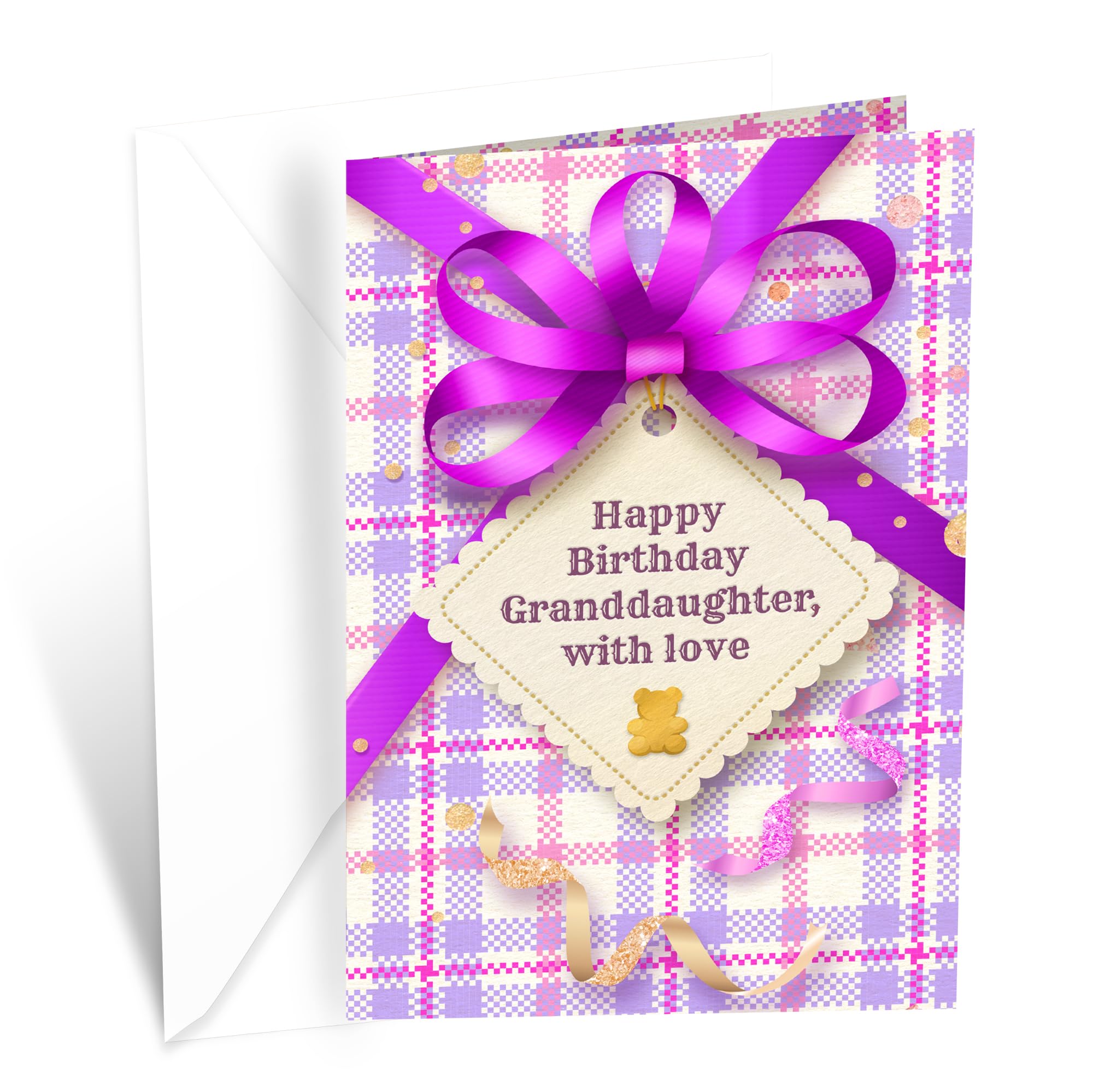 Prime Greetings Happy Birthday Card For Granddaughter, Made in America, Eco-Friendly, Thick Card Stock with Premium Envelope 5in x 7.75in, Packaged in Protective Mailer