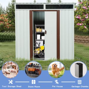 6ft x 5ft Outdoor Metal Storage Shed with Window White