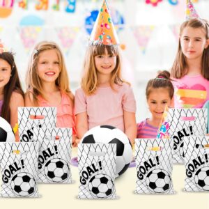 PEUTIER 50pcs Soccer Gift Bags, Plastic Soccer Goodie Goody Treat Snack Candy Bags Soccer Present Party Favor Bags Soccer Party Bags for Team Kids Teens Games Sports Events Supplies (White)