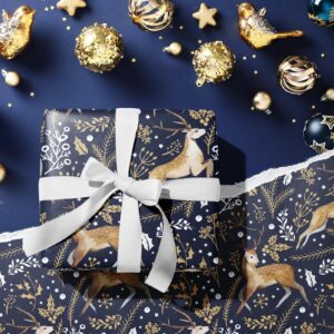 RUSPEPA Christmas Wrapping Paper, Jumbo Roll Kraft Paper - Light Blue Reindeer Design for Holiday Gift Wrap - 24 Inches x 100 Feet